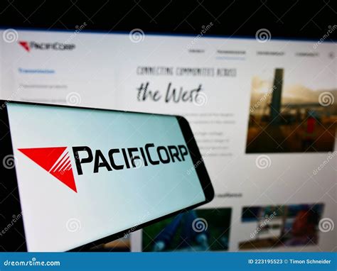 Smartphone With Logo Of Us Electric Power Company Pacificorp On Screen