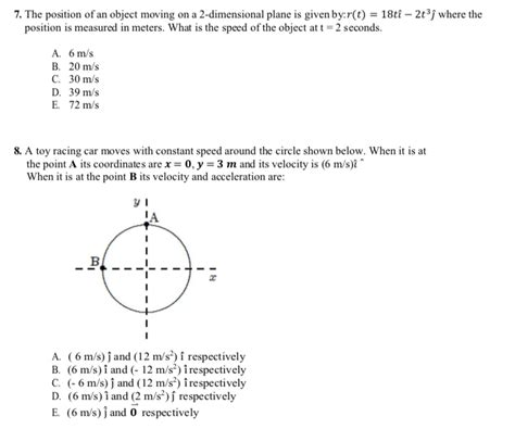 Solved The Position Of An Object Moving On A Chegg