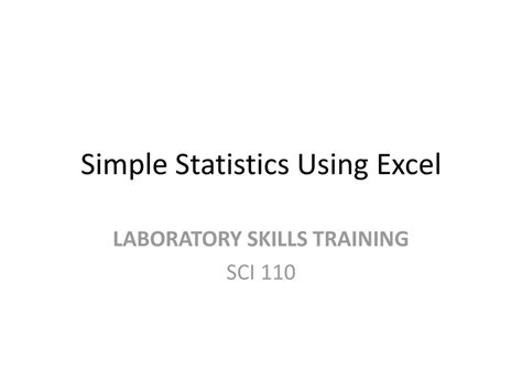 Simple Statistics Using Excel Ppt Download