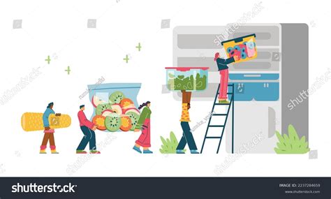 Tiny People Carry Huge Containers Food Stock Vector Royalty Free 2237284659 Shutterstock