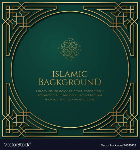 Islamic Arabic Green Golden Frame Background Vector Image