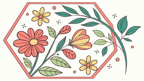 Hexagon Floral Frame Design Geometric And Decorative Border Element