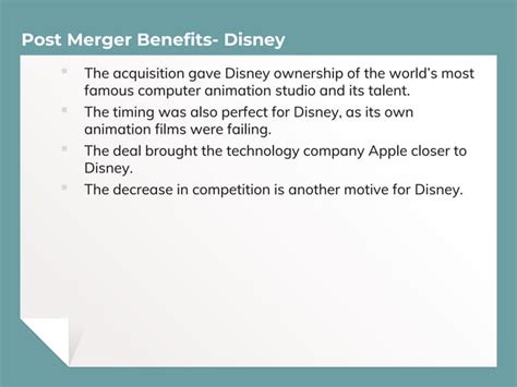Disney And Pixar Merger Pptx Mergers And Acquisitions Business
