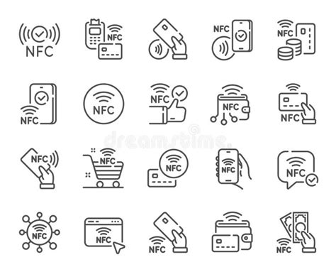 Nfc Line Icons Near Field Communication Contactless Card And Smartphone Payment Set Vector