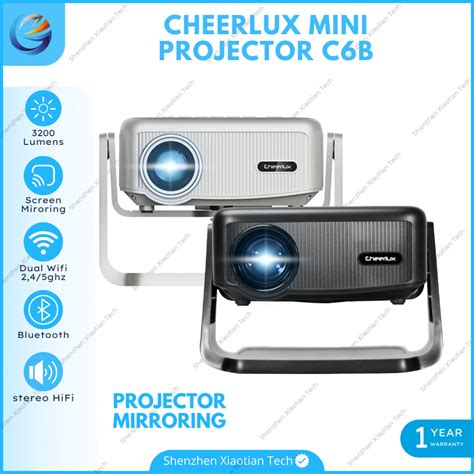 Jual Mini Proyektor Cheerlux C6B Android Netflix Wifi 3200 Lumens 360 Rotating Proyektor Wifi