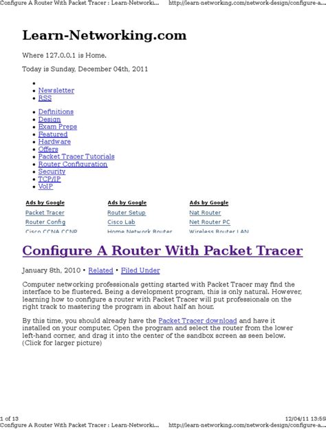 Packet Tracer Pdf Router Computing Ip Address