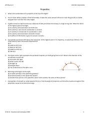 AP Physics C Kinematics Projectiles Study Resource Course Hero