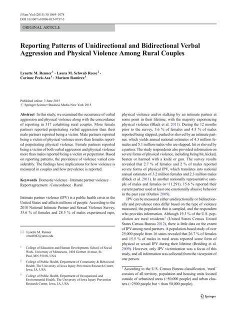 2015 Renner Reporting Patterns Of Unidirectional And Bidirectional