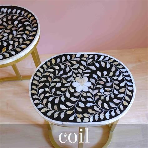Coil Mother Of Pearl Inlay Nesting Tables For Sale At 1stdibs