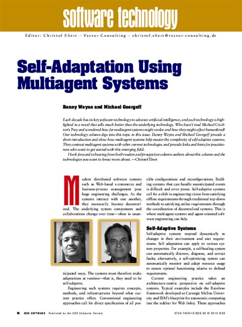 Pdf Self Adaptation Using Multiagent Systems