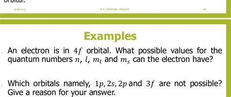 Examplesan Electron Is In 4f Orbital What Possible Values For The Quant