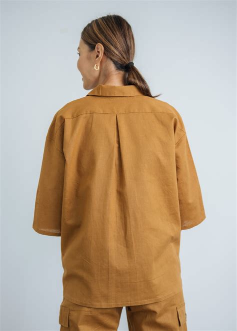 Go Getter Open Collar Shirt Mustard Matakhmy