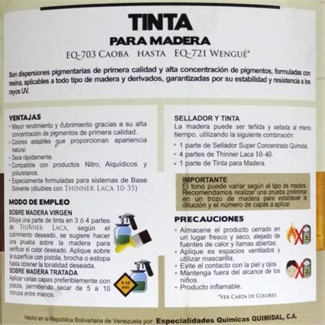 Tinta Para Madera Inkro Quimidal Caoba Africana 1 Litro En Venta En