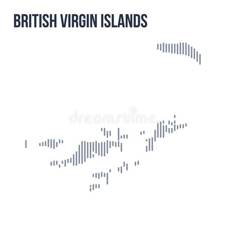 Vector Abstract Hatched Map Of British Virgin Islands With Vertical