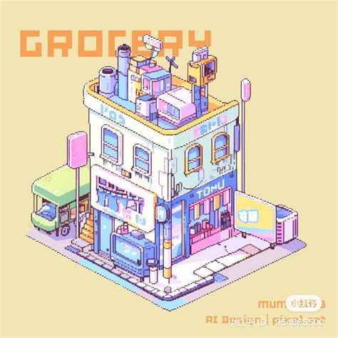 Pixel Art Building With Groofy Sign