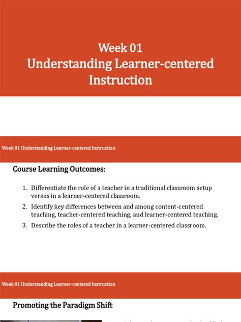 Week 1 Understanding Learner Centered Instruction Presentation