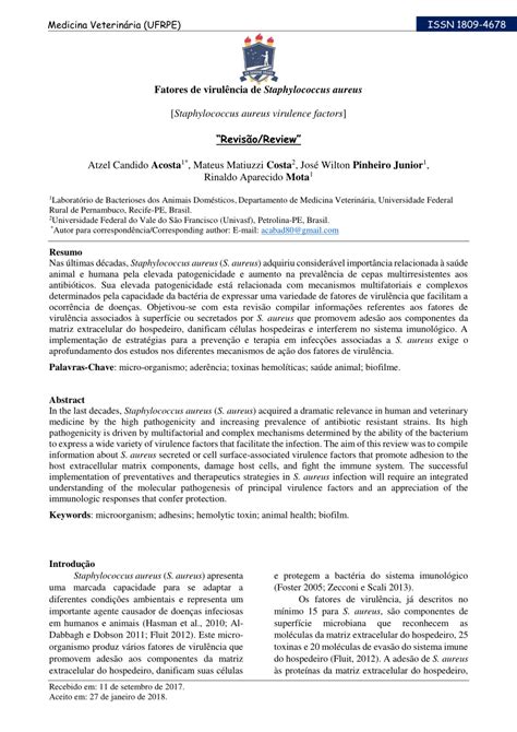 Pdf Staphylococcus Aureus Virulence Factors