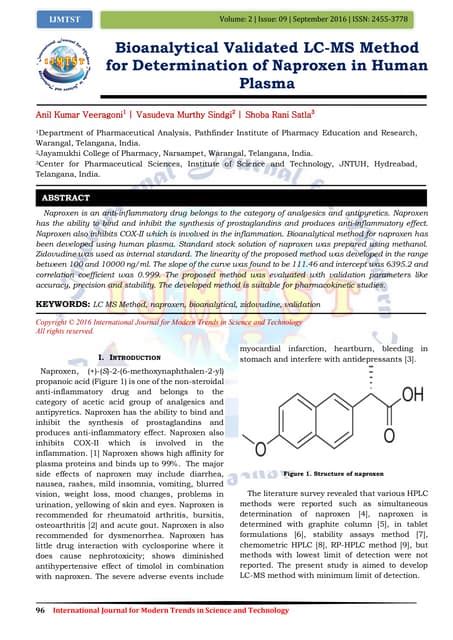 Bioanalytical Validated Lc Ms Method For Determination Of Naproxen In Human Plasma Pdf