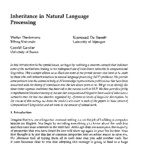 Inheritance In Natural Language Processing Acl Anthology