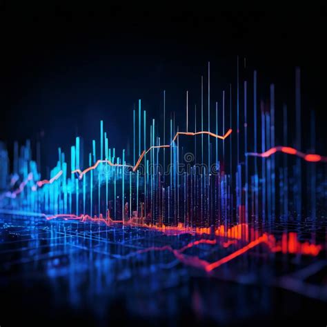Abstract Financial Data Visualization With Glowing Graphs Stock Image