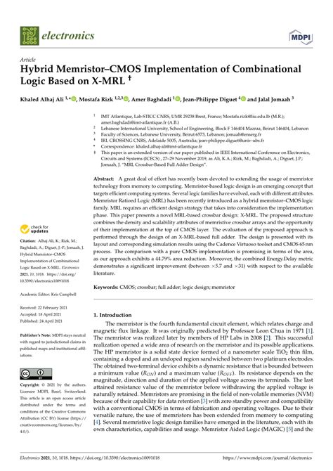Pdf Hybrid Memristor Cmos Implementation Of Combinational Logic Based On X Mrl