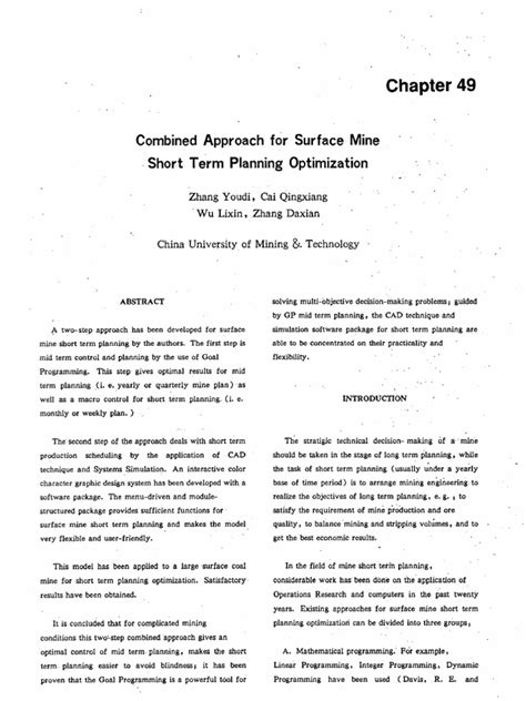 A Two Step Combined Approach For Surface Mine Short Term Planning Optimization Using Goal