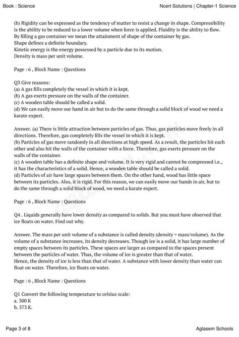 Ncert Solutions For Class 9 Science Chapter 1 Matter In Our Surroundings Class 9 Science