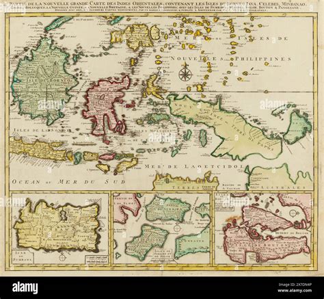 Vintage 18th Century Map Of The East Indies In Regions By Randj Ottens