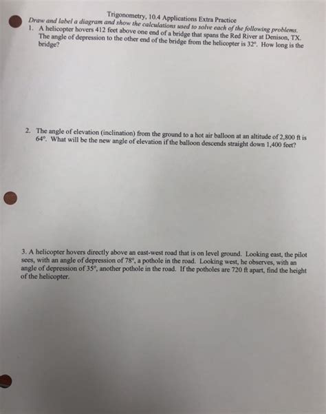 Solved Trigonometry 104 Applications Extra Practice Draw