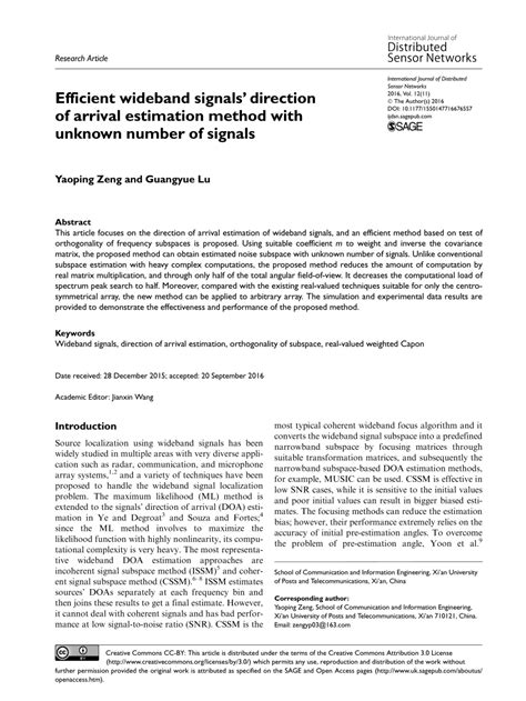 Pdf Efficient Wideband Signals Direction Of Arrival Estimation Method