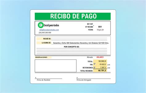 formato recibo de pago excel gratis pdf descargar gratis