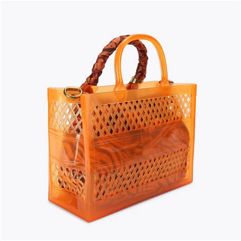 Jelly Sm Tote Bag Orange Vinyl Tote Bag By Kurt Geiger London