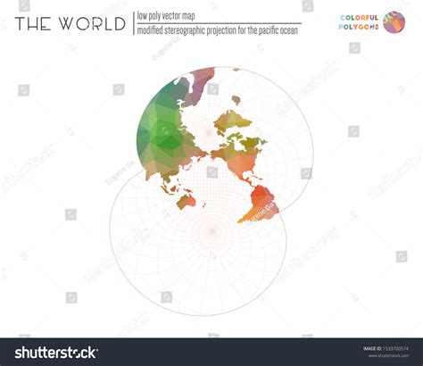 World Map Polygonal Style Modified Stereographic Stock Vector Royalty Free 1533700574