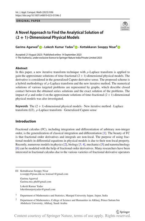 A Novel Approach To Find The Analytical Solution Of Left 2 1