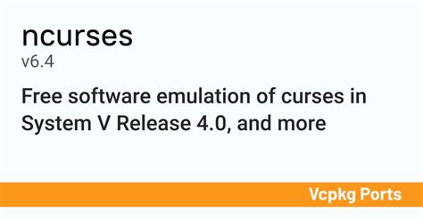 Ncurses V64 Vcpkg Ports