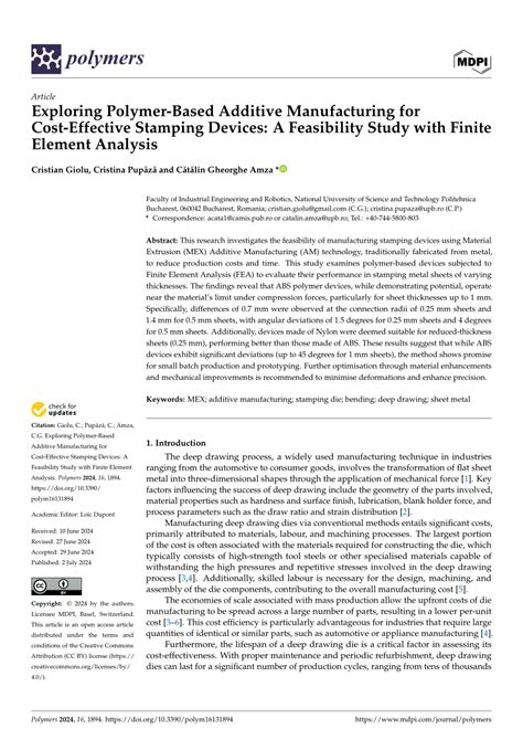 Pdf Exploring Polymer Based Additive Manufacturing For Cost Effective