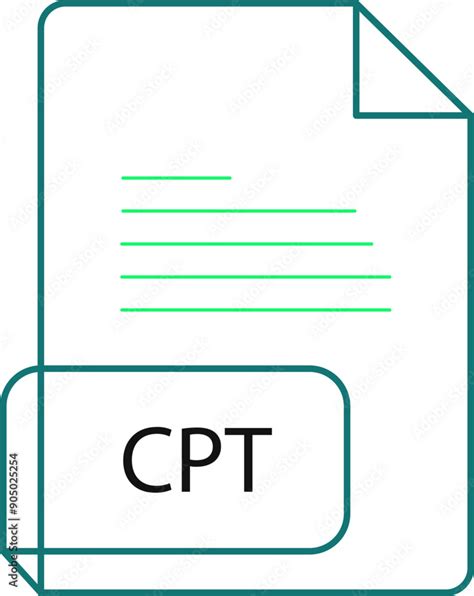 Cpt File Extension Icobn Crisp Corners Thick Outline Stock Vector
