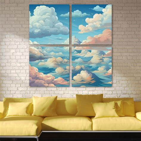 Ownseries Clouds Pattern Pattern 4pc Frameless Canvas Wall Art