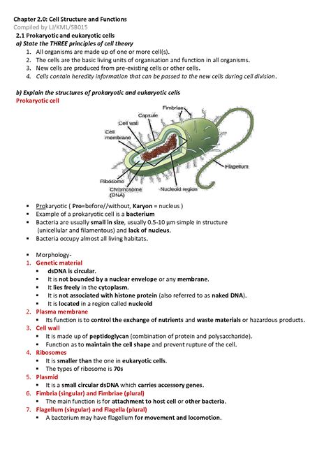 SOLUTION Chapter Cell Structure And Functions Sb Studypool