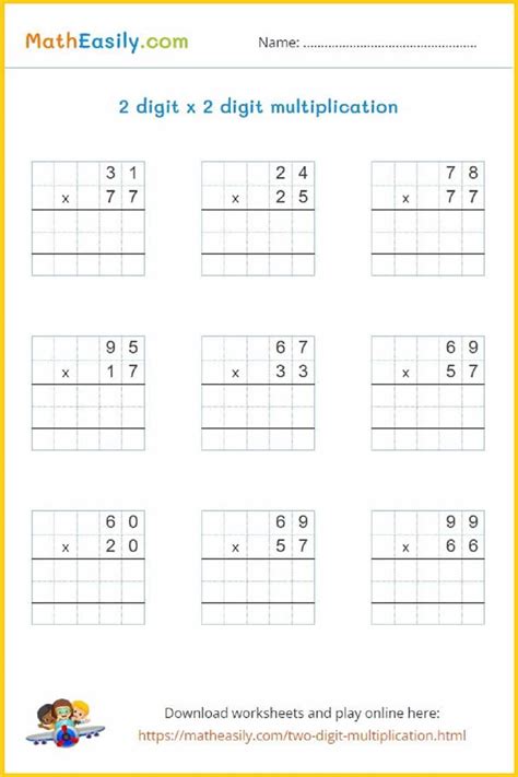 Two Digit Multiplication Games And Worksheets