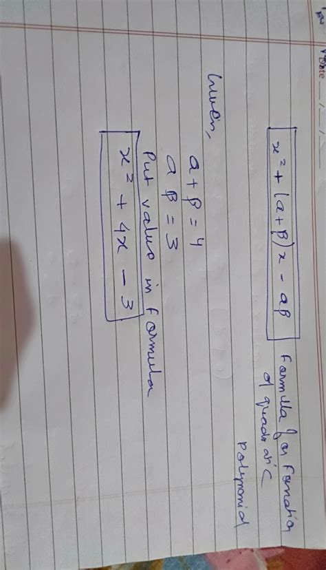 Find The Quadratic Polynomial The Sum And Product Of Whose Zeros Are 4