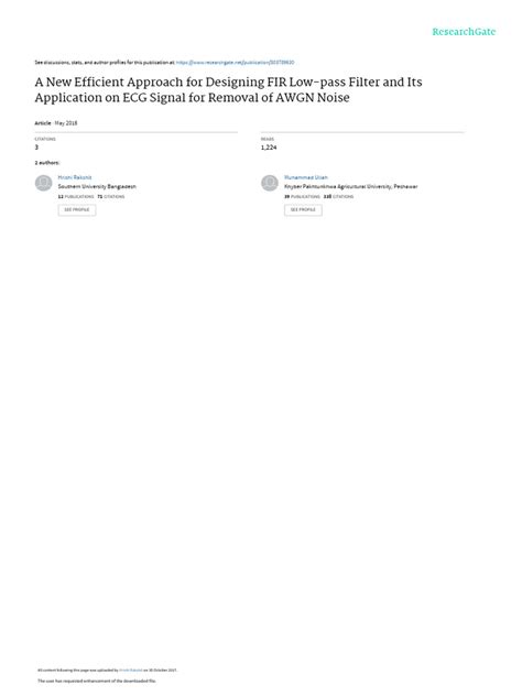 A New Efficient Approach For Designing Fir Low Pas Pdf