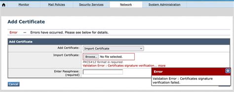 Seg Validation Error Certificates Signature Verification Failed Cisco Community