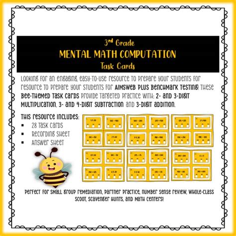 3rd Grade Aimsweb Mcf Task Cards Bee Themed By Renkens Resources