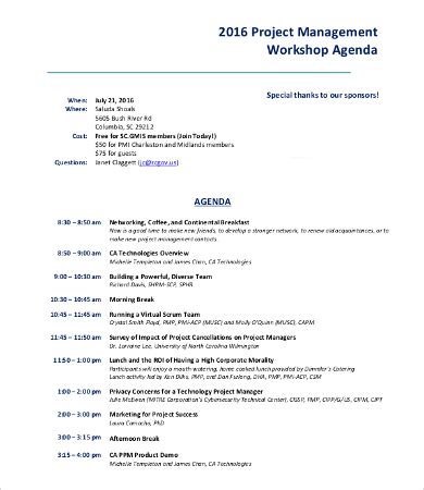 Workshop Agenda Template 11 Free Word Excel Pdf Documents Download