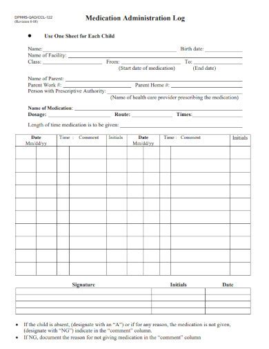 Free 10 Medication Log Samples In Pdf