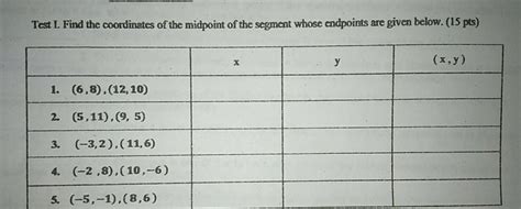 solved test i find the coordinates of the midpoint of the segment