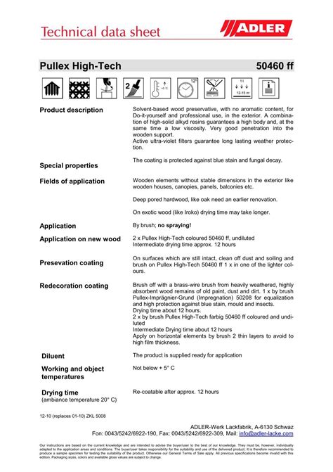 Technical Data Sheet ADLER Lacke