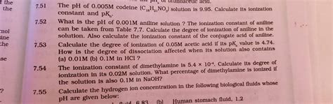 751 The Ph Of 0005m Codeine C18 H21 No3 Solution Is 995 Calculate