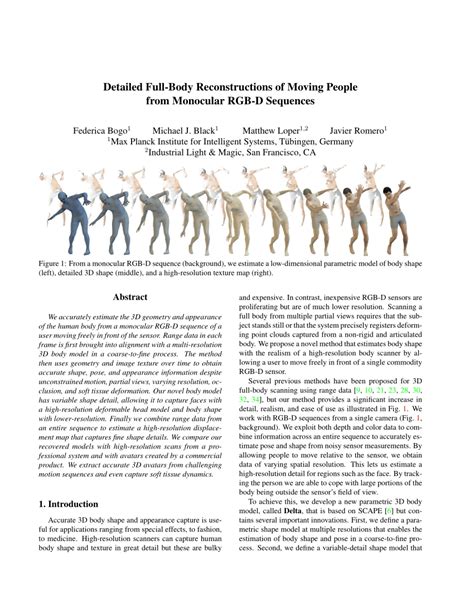 Pdf Detailed Full Body Reconstructions Of Moving People From